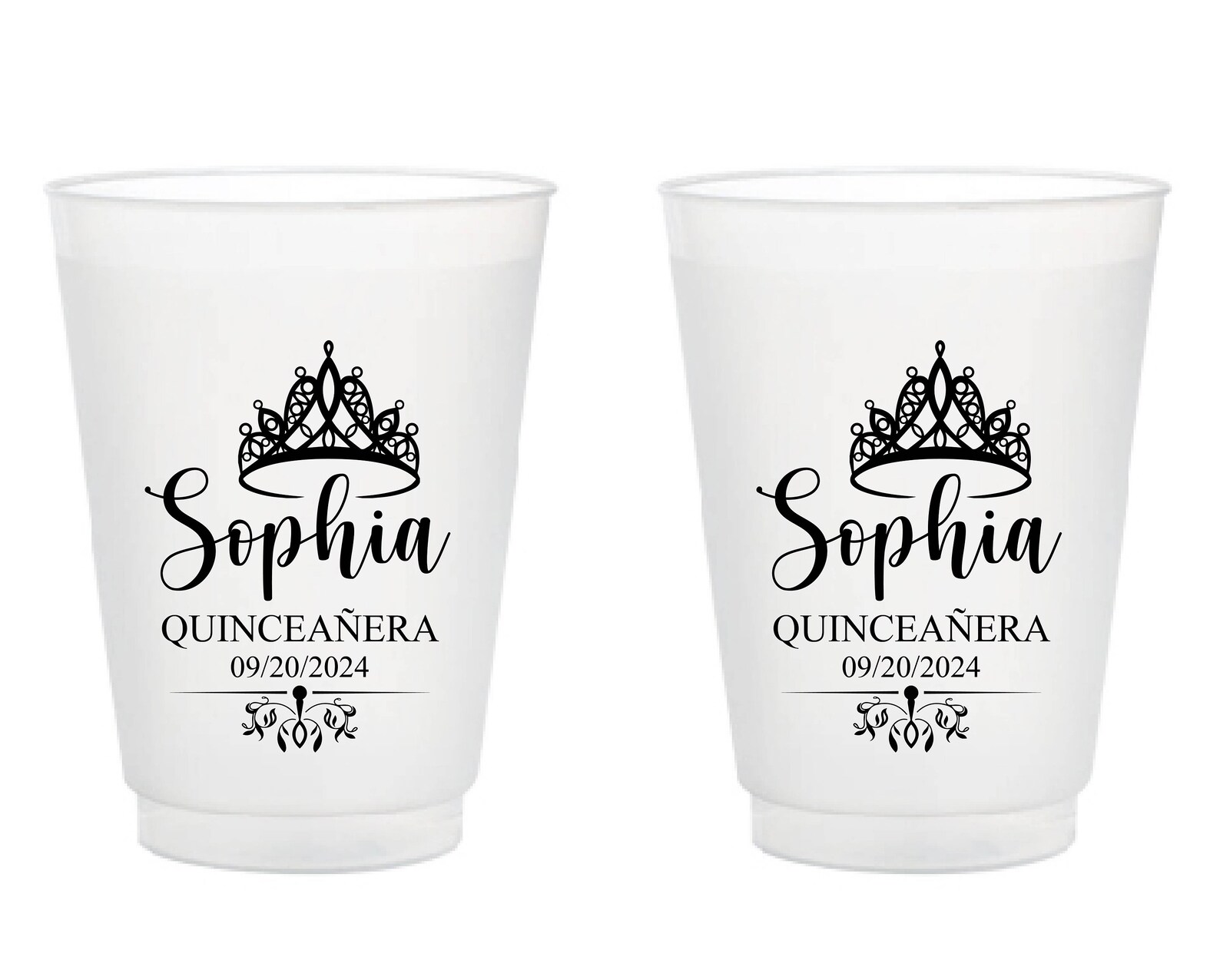 Custom Quinceañera Frosted Cup Favors, Quinceañera Party Plastic Cups ...