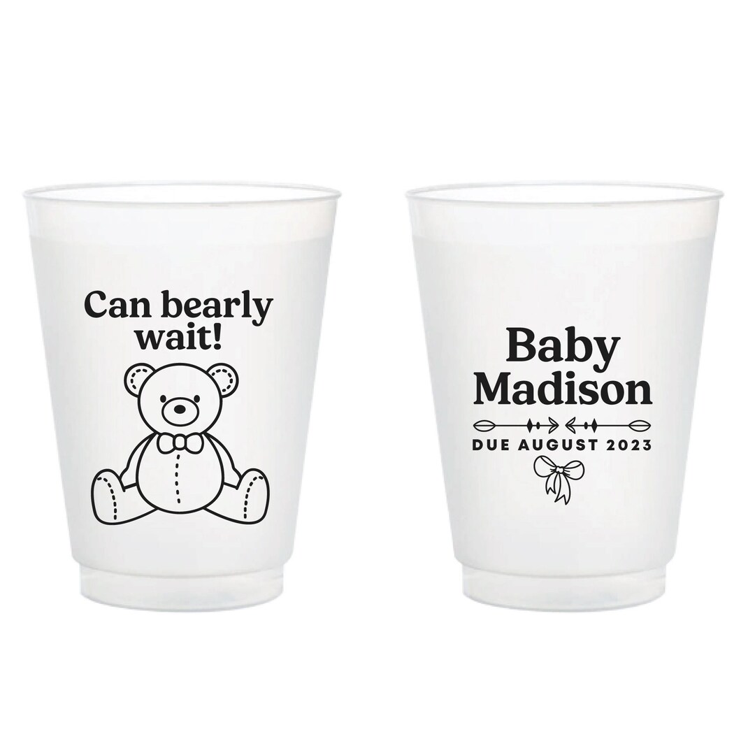 Personalized Baby Shower Plastic Cups, Custom Teddy Bear Baby Shower ...