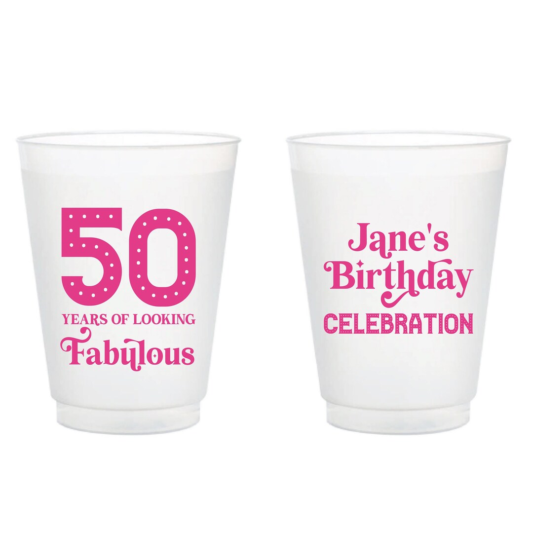 50th Birthday Frosted Cups, Custom Birthday Frosted Cups, Personalized ...