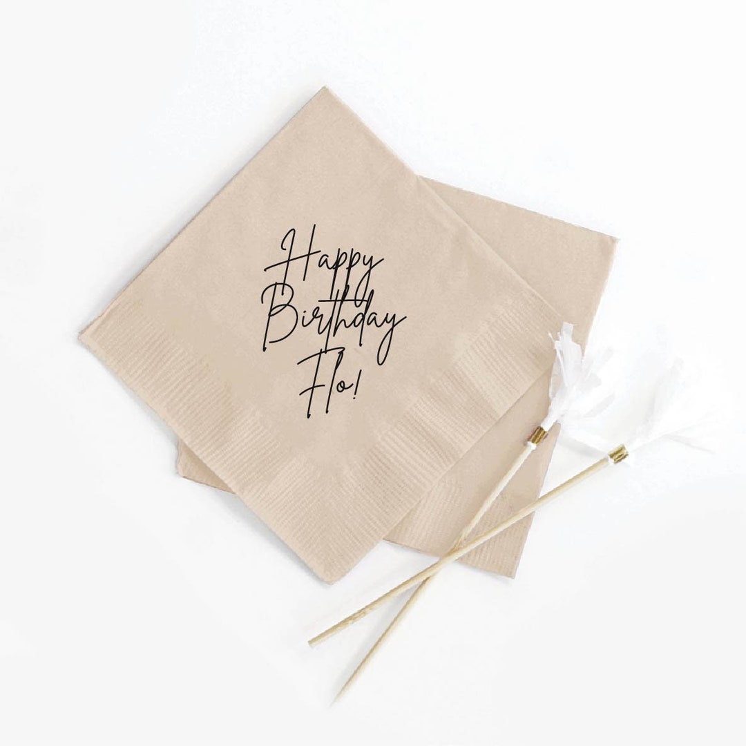 Custom Birthday Beverage Napkin Favors, Personalized Birthday ...