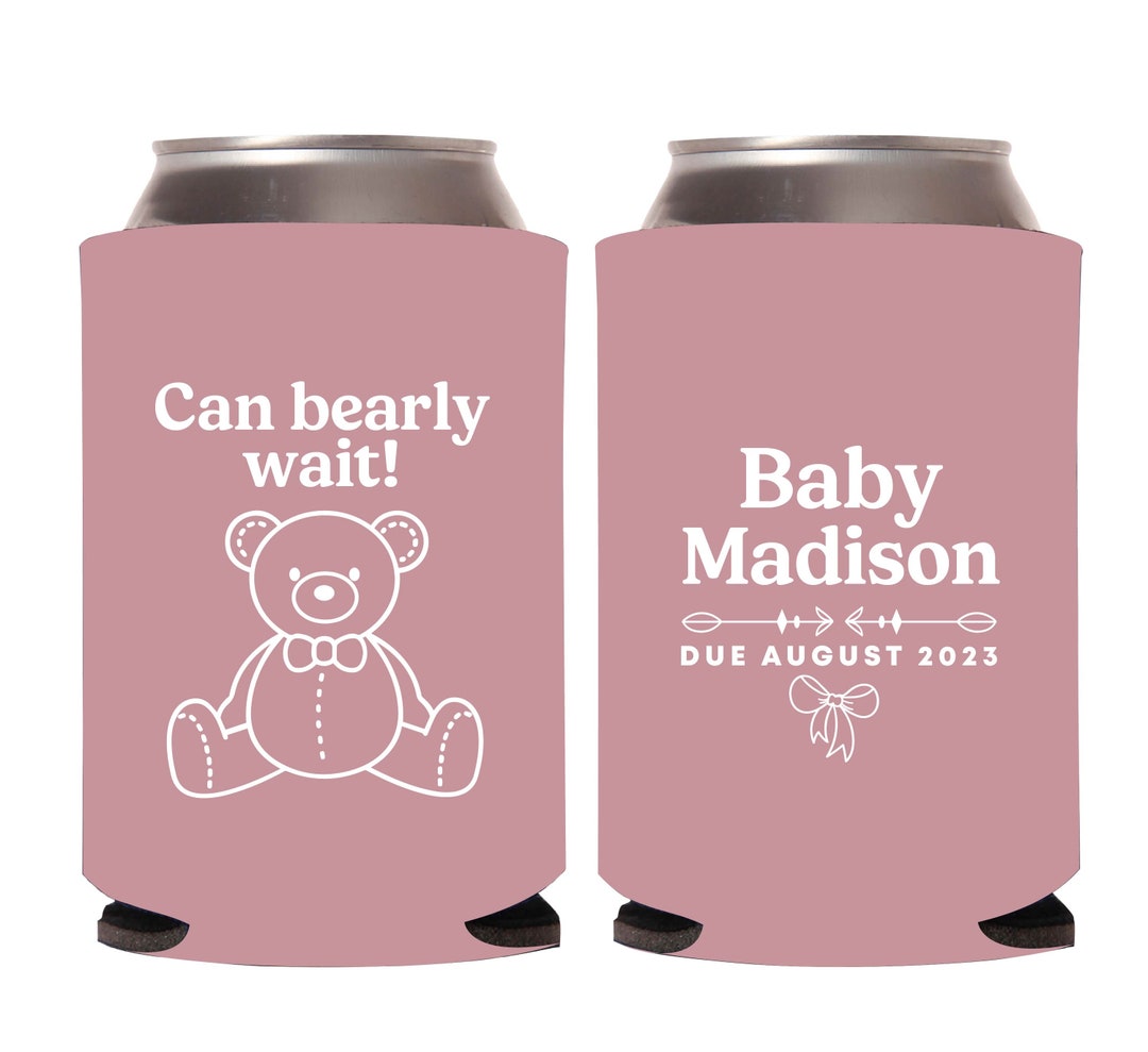 Personalized Baby Shower Beer Huggers, Custom Teddy Bear Baby Shower ...