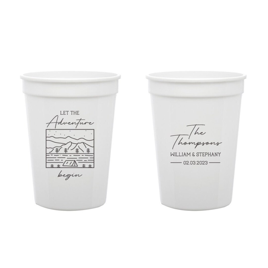 Let the Adventure Begin Stadium Cups, Wedding Stadium Cups, Wedding ...