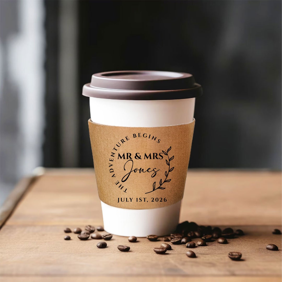 Coffee Cup Sleeve Wedding Favor, Custom Coffee Cup Sleeve, Personalized ...