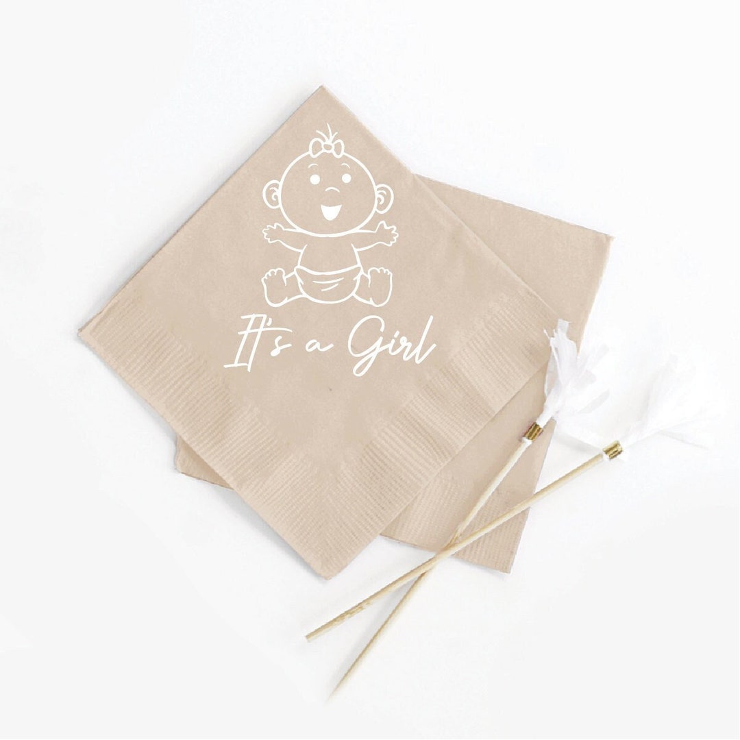 It's A Girl Gender Reveal Napkins, Custom Baby Shower Napkins ...