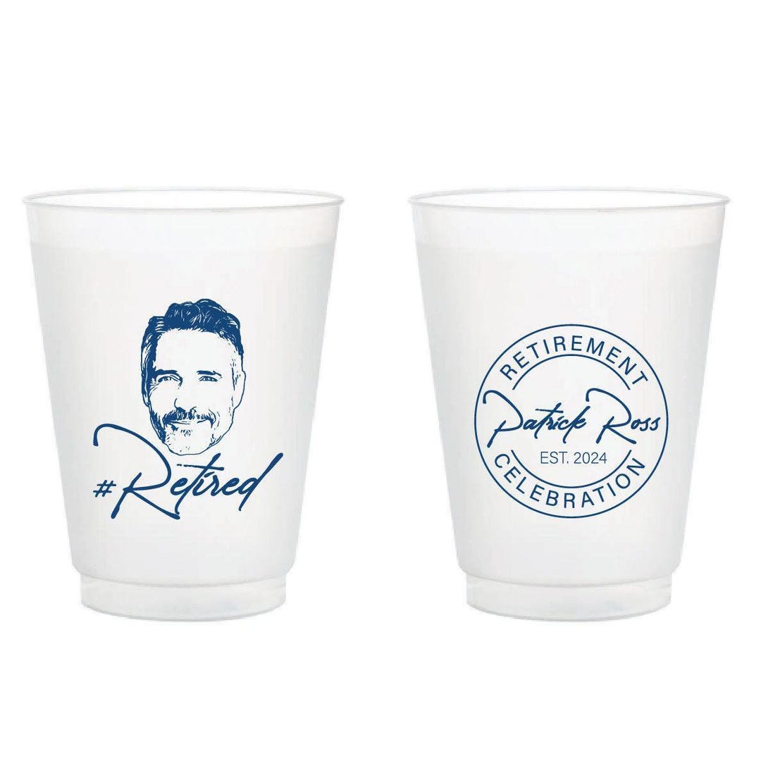 Retirement Frosted Cup Favors, Retirement Party Frosted Cups ...
