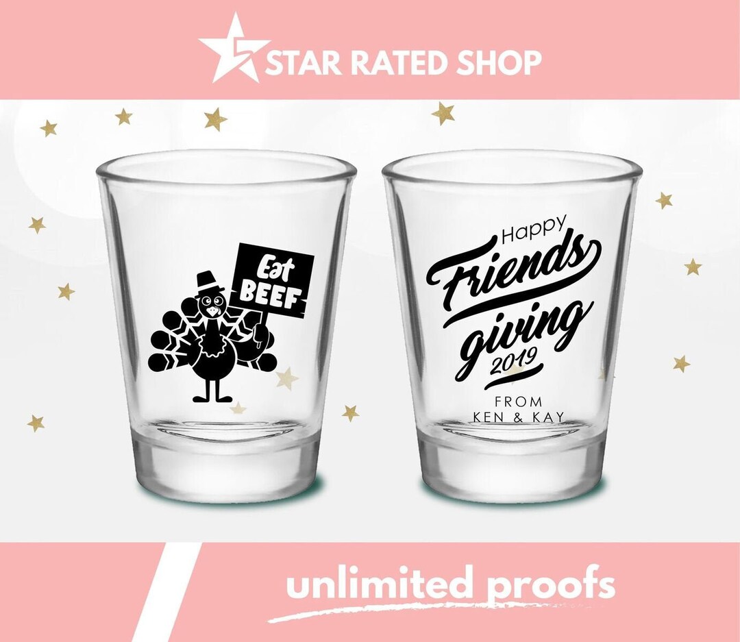 Friendsgiving Shot Glasses, Custom Shot Glass, Shot Glasses ...