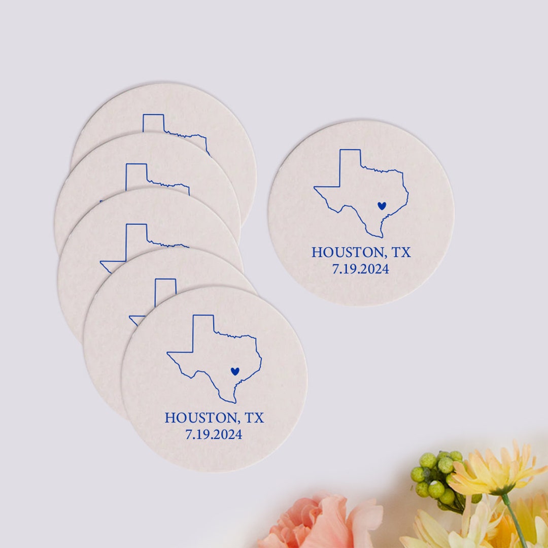 Custom State Map Wedding Coasters, State Map Coasters as Wedding Favors ...