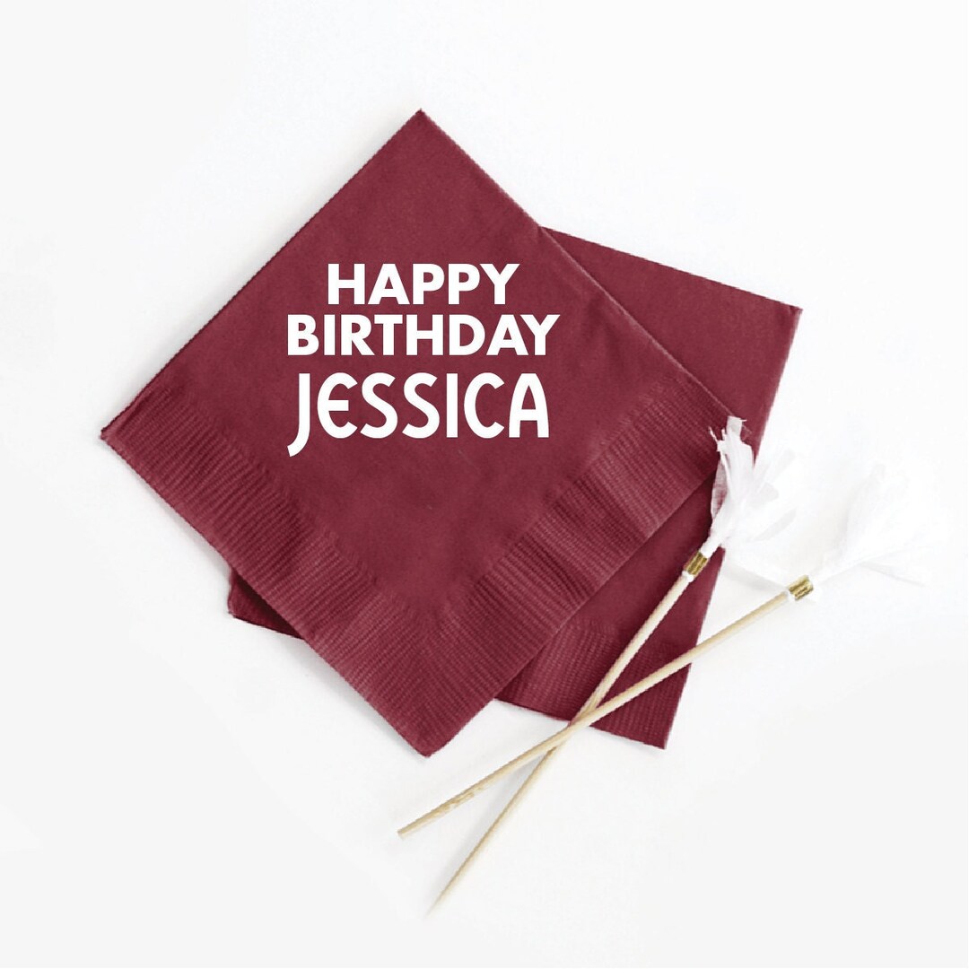 Happy Birthday Custom Napkin Favors, Personalized Birthday Napkins ...