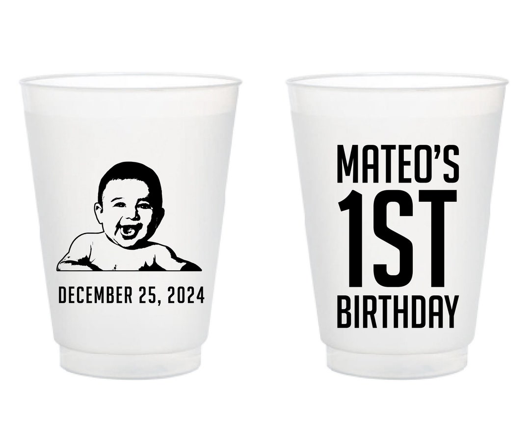Custom 1st Birthday Cups, Birthday Frosted Cup, Birthday Plastic Cup ...