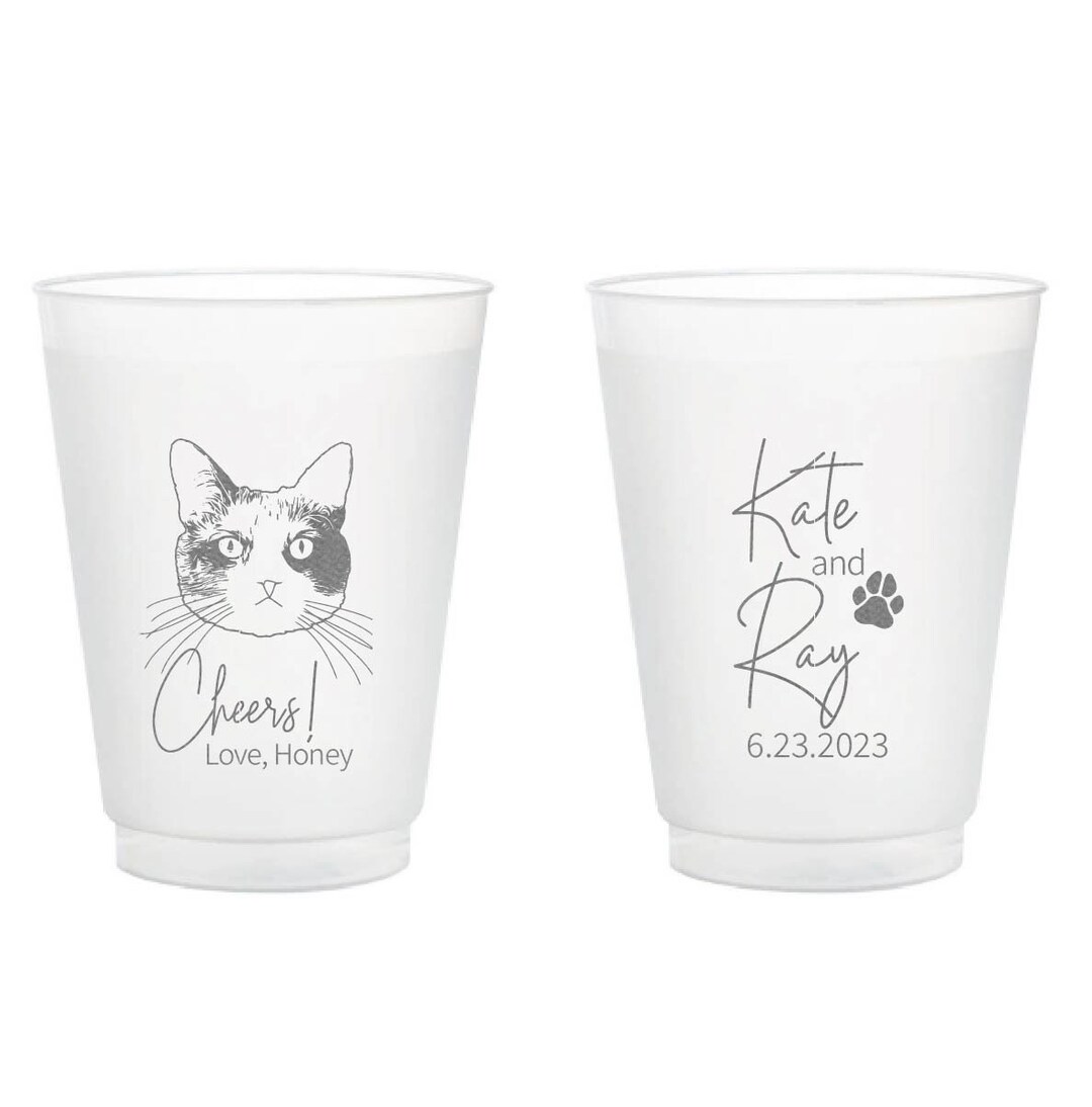 Custom Pet Themed Wedding Frosted Cups, Personalized Cat Wedding ...