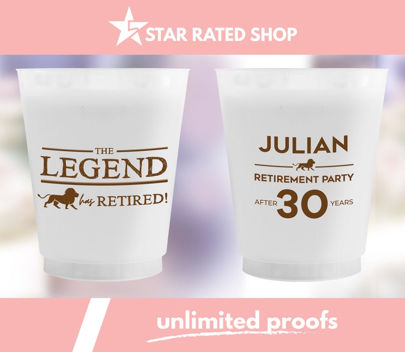 Retirement Frosted Cups, Retirement Party Cups, Customized Party Cup ...