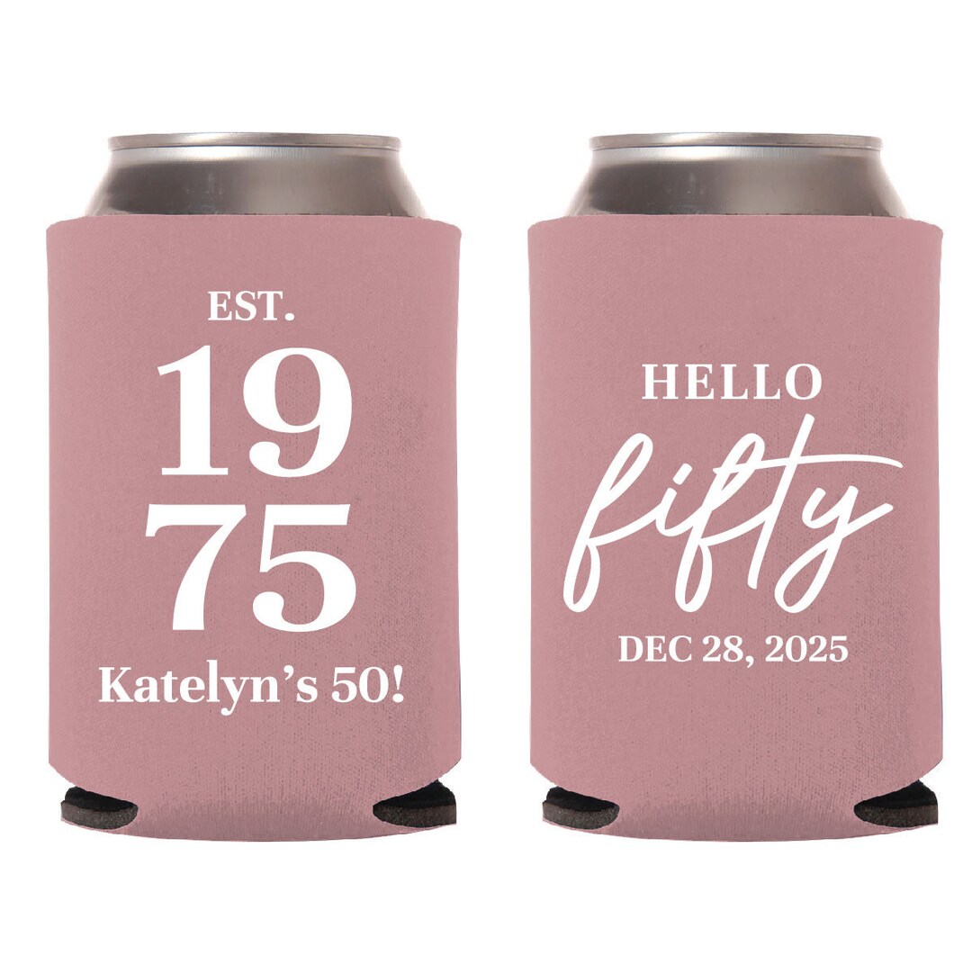 Personalized Birthday Can Coolers, Custom Can Coolers Birthday Favors, 50th Birthday Can Coolers ...