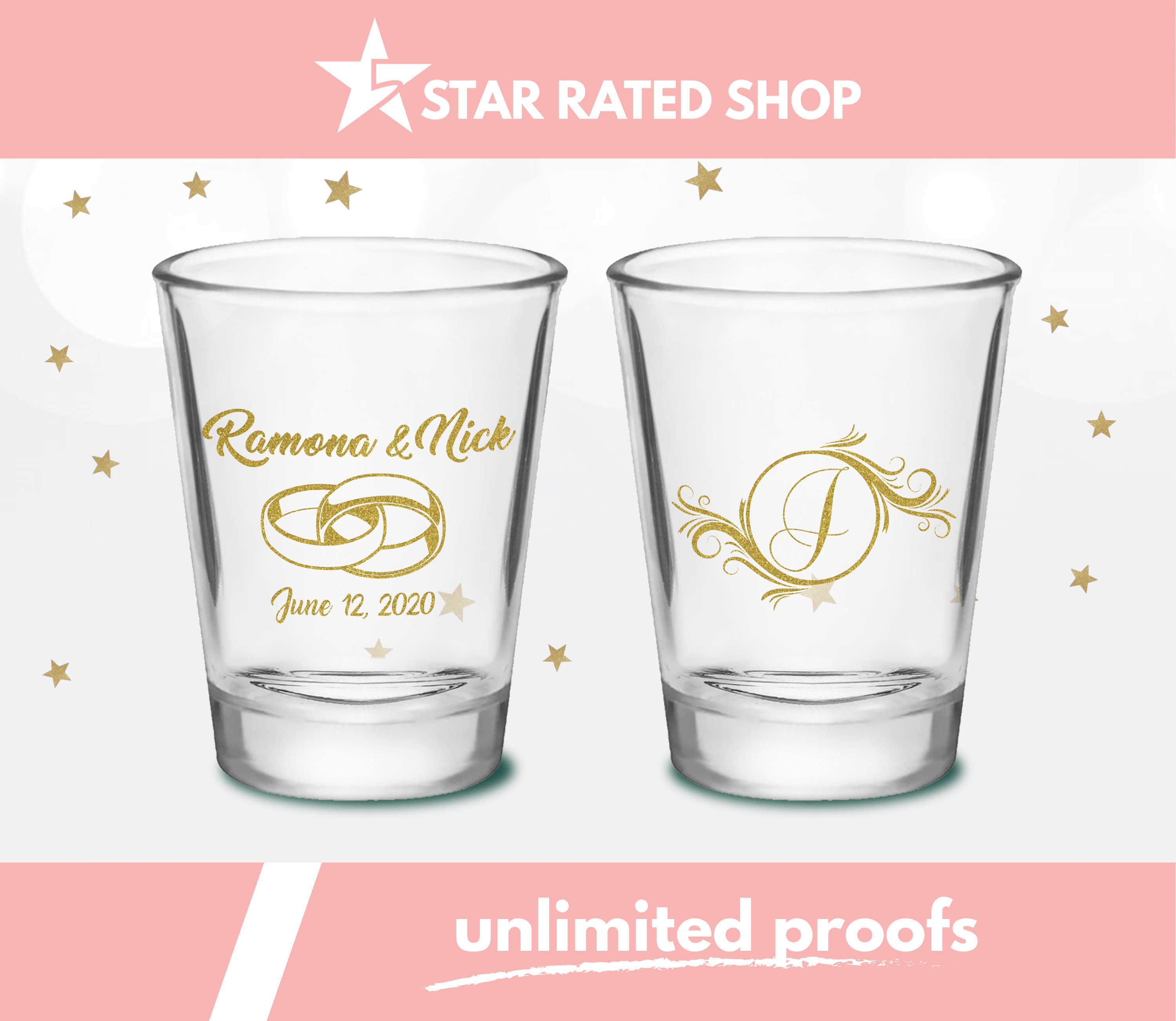 Wedding Shot Glass Favors, Wedding Shot Glasses, Custom Wedding Shot ...