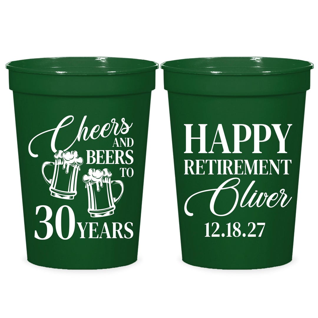Retirement Party Stadium Cups, Personalized Retirement Party Stadium ...