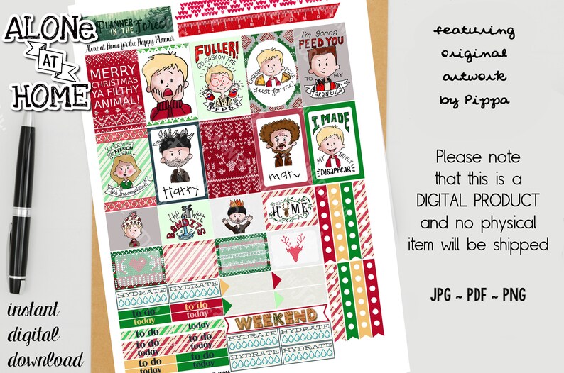 ALONE at HOME Printable Planner Stickers for Classic Happy - Etsy