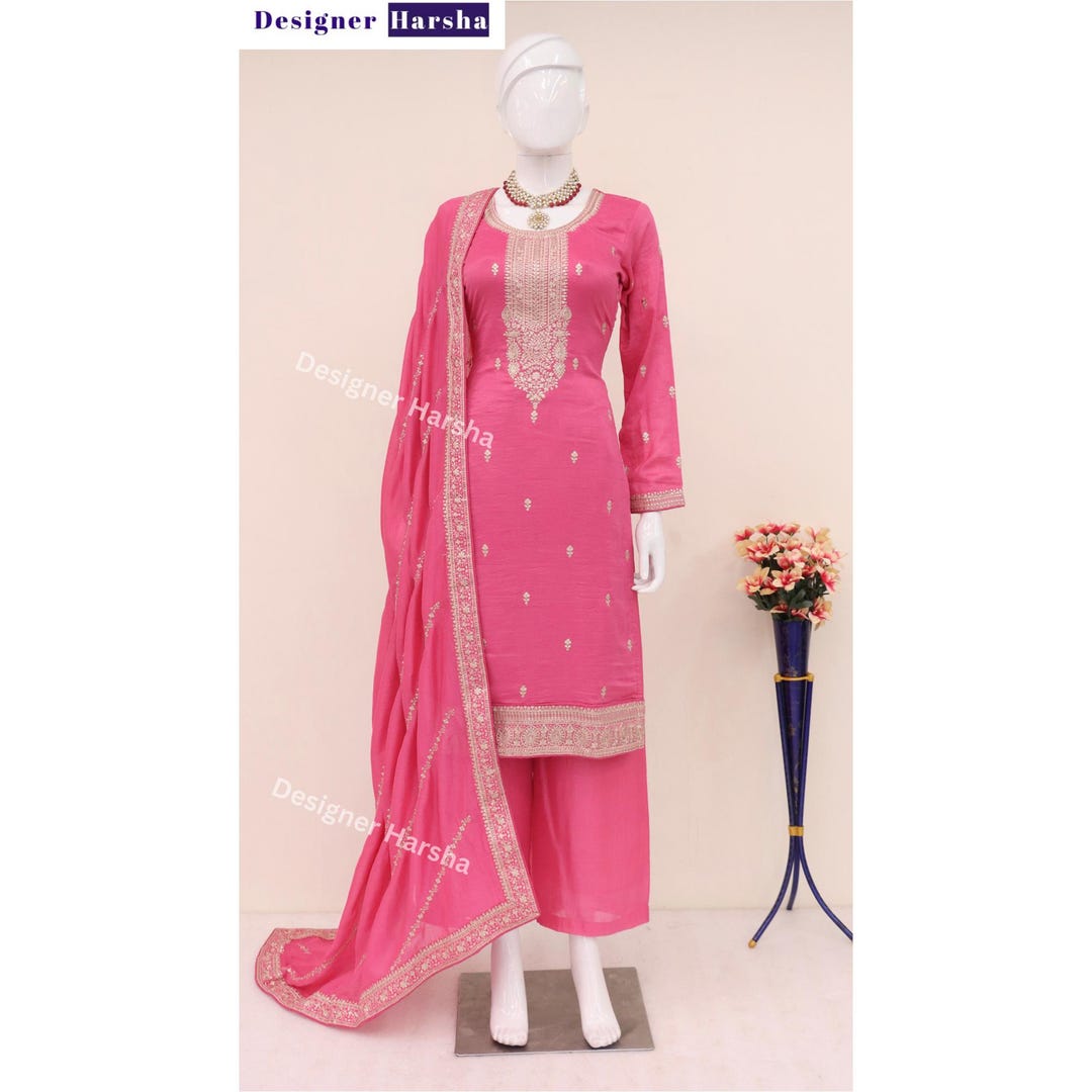 Premium Silk Pakistani Style Shalwar Kameez for Women Heavy Party Wear ...