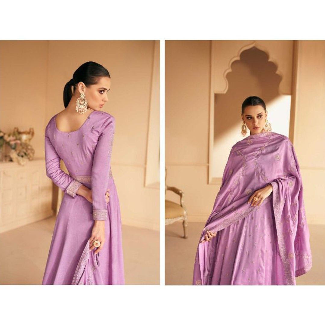 Light Purple Color Indian Pakistani Wedding Wear Beautiful Long ...