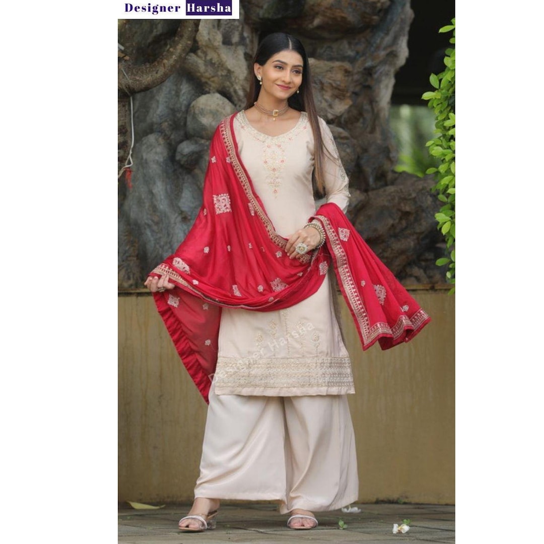 Pakistaans palazzo-pak Shalwar Kameez, bruids Georgette Dupatta ...