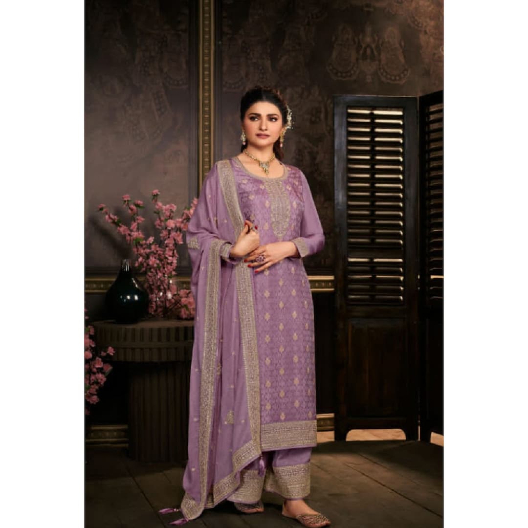 Lavender Color Shalwar Kameez Plazzo Suits Heavy Embroidery Handmade ...