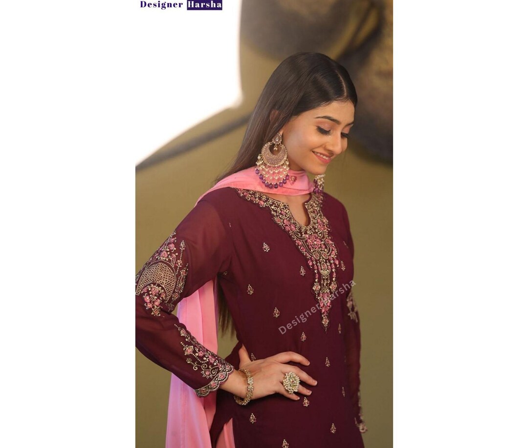 Pink Sharara-gharara Suit Indian Wedding Guest Dresses Sangeet ...