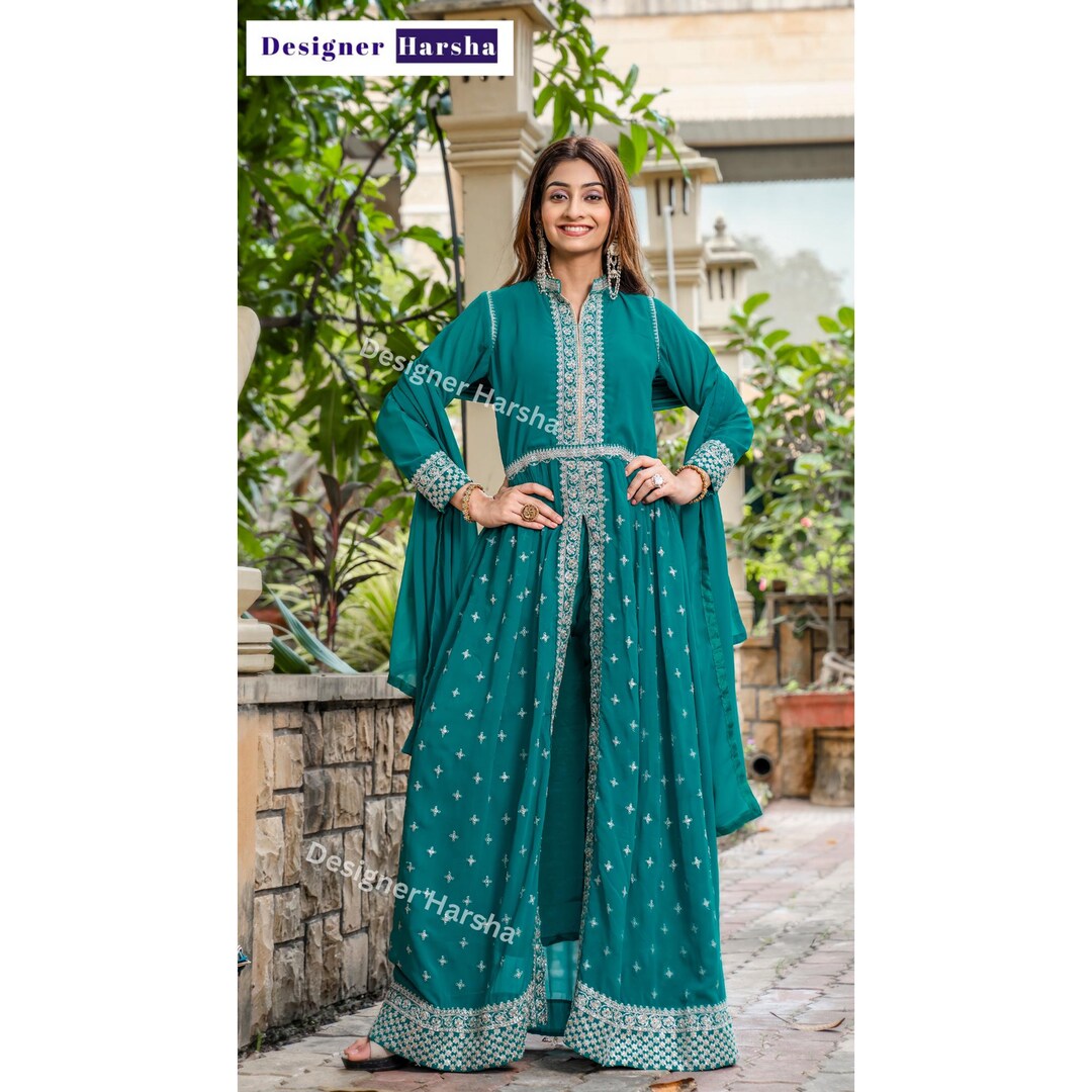 Slit Anarkali Salwar Suit, Heavy Embroidery Handmade Work, Pakistani ...