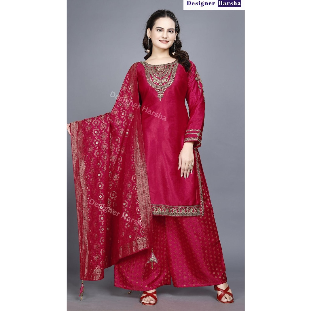 Ramadan Party Wear Customized Salwar Kameez Plazzo Suit Muslim Women's ...