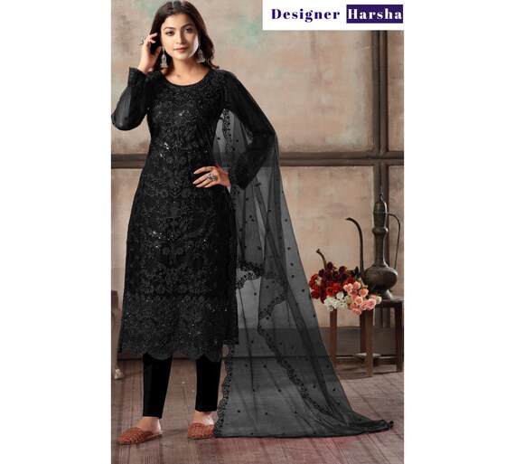 Black Lace Salwar Kameez Designs