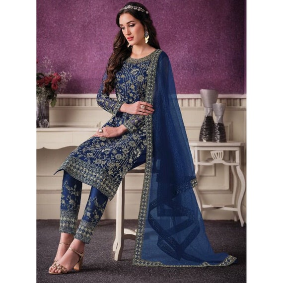Royal Blue Color Pakistani Dresses