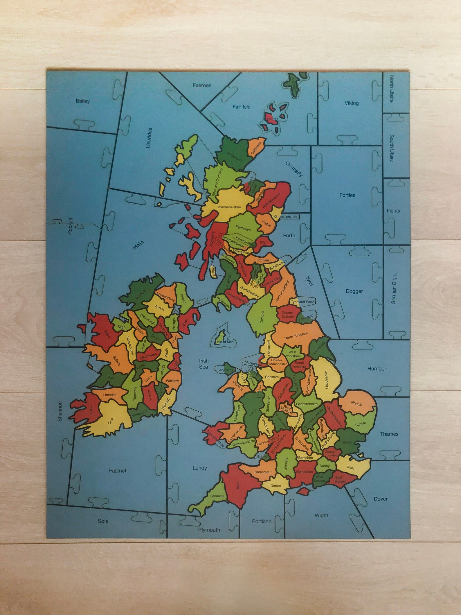 British Isles Counties and Sea Areas Puzzle Heirloom Puzzles Wooden ...