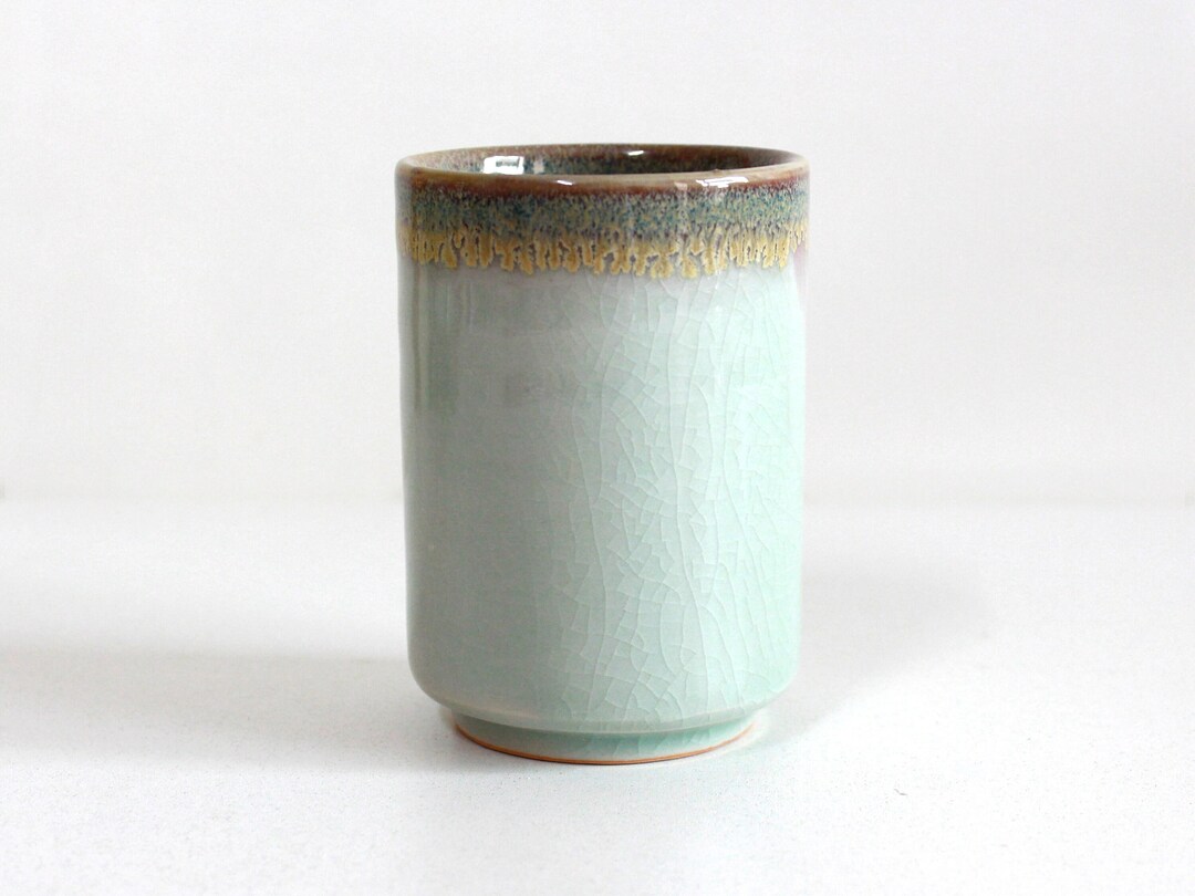 4.9oz, 145ml, Handmade Ceramic Tea Cup, Small Mug, Jade, Crazing ...