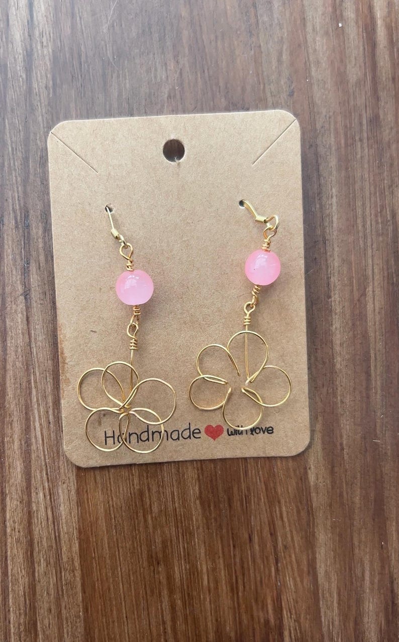 Handmade Gold Plated Wire Flower Earrings - Etsy