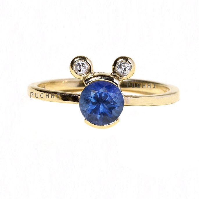 Mickey Mouse Head Shape Solitaire Wedding Ring for Daughter - Etsy