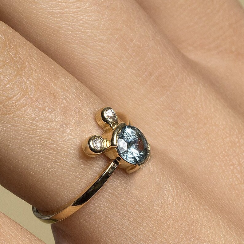 Mickey Mouse Head Shape Solitaire Wedding Ring for Daughter - Etsy