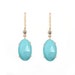 Rose Cut Oval Arizona Turquoise Diamond Earrings, 14K Solid Yellow Gold ...