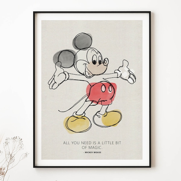 Mickey Mouse Line Drawing - Etsy