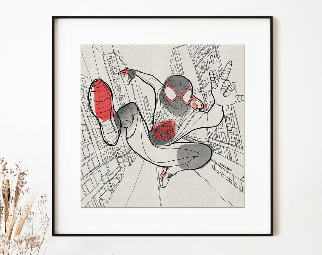 Black Spidey Boy Superhero Town Minimalist Poster | Fantasy Art Print ...