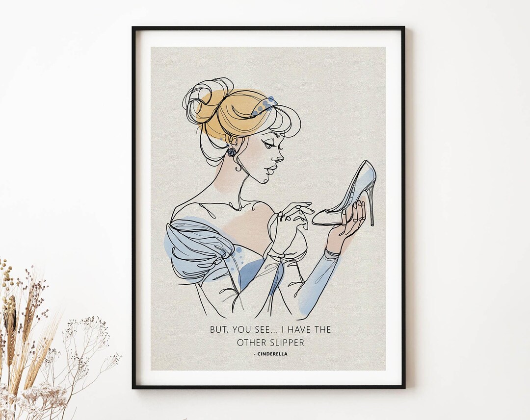 Princess Cinderella Abstract Line Art Poster Illustrated Gift ...