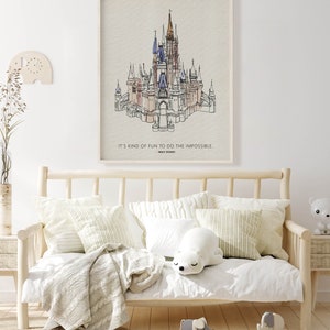 Disney Castle Cinderella Princess Abstract Art Line Art Illustrated ...