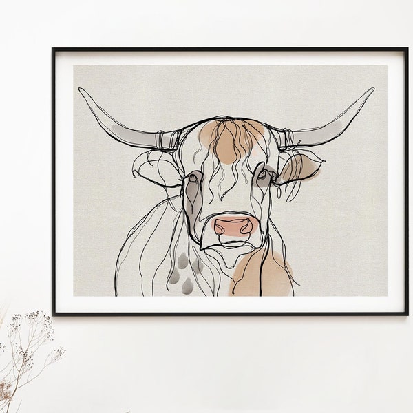 Highland Cow Line Art - Etsy