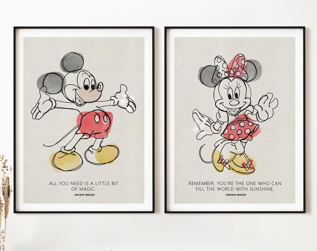 Cartoon Famous Mice DUO - Abstract Art - Line Art- Illustrated Poster ...