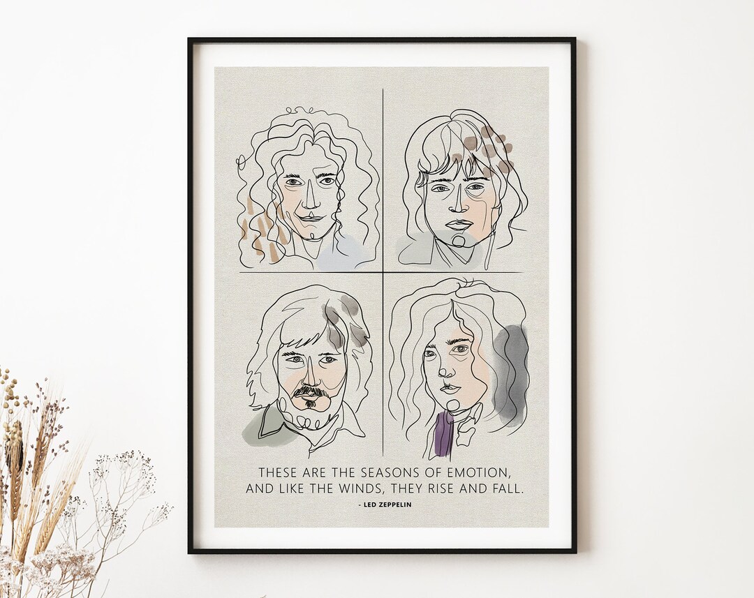 Led Zeppelin Band Members - Abstract Art - Line Art- Illustrated Poster ...