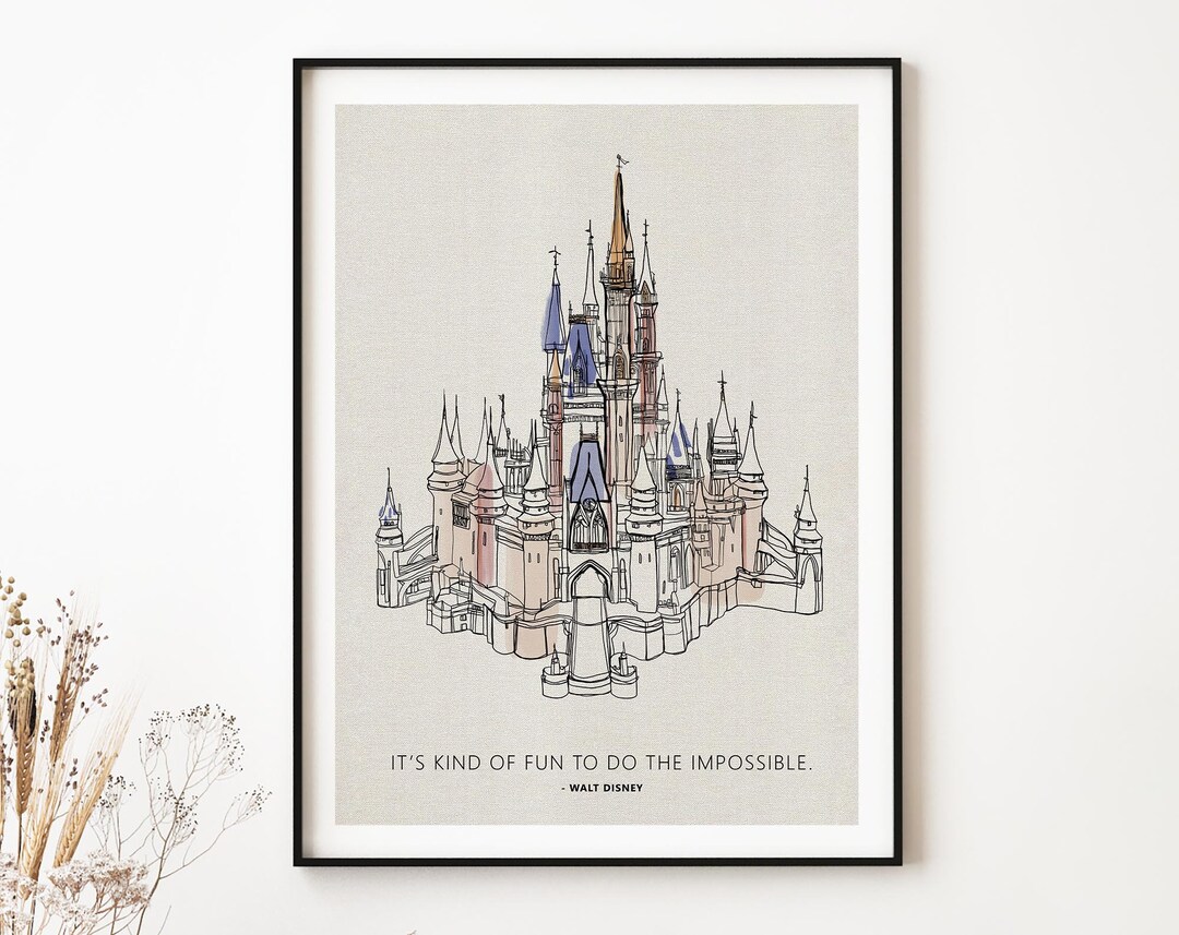 Disney Castle Cinderella Princess Abstract Art Line Art Illustrated ...