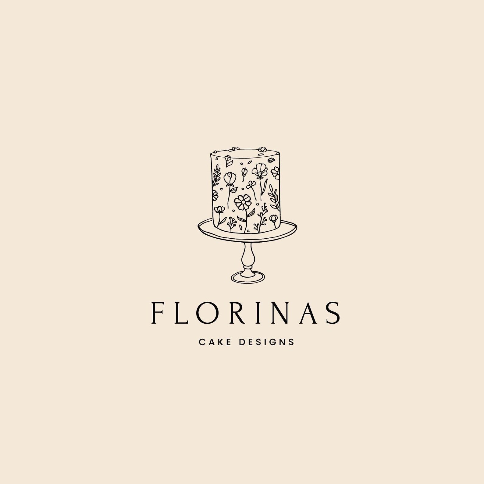 Premade Logo, Stamp Logo, Flower Logo, Cake Logo, Bakery Logo, Cafe ...