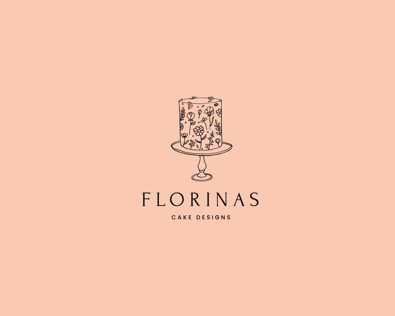Premade Logo, Stamp Logo, Flower Logo, Cake Logo, Bakery Logo, Cafe ...