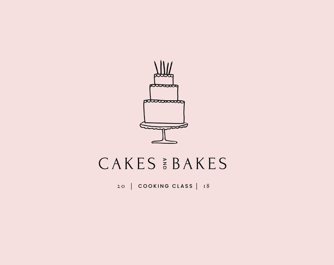 Premade Logo, Stamp Logo, Flower Logo, Cake Logo, Bakery Logo, Cafe ...
