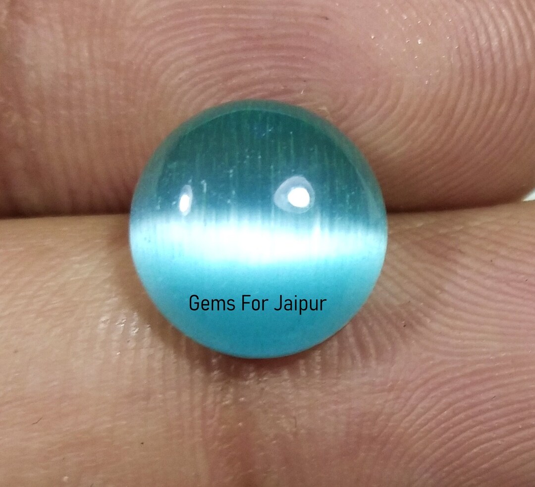 Natural Sky Blue Chrysoberyl Cats Eye Loose Gemstone, 10X10 MM Round ...