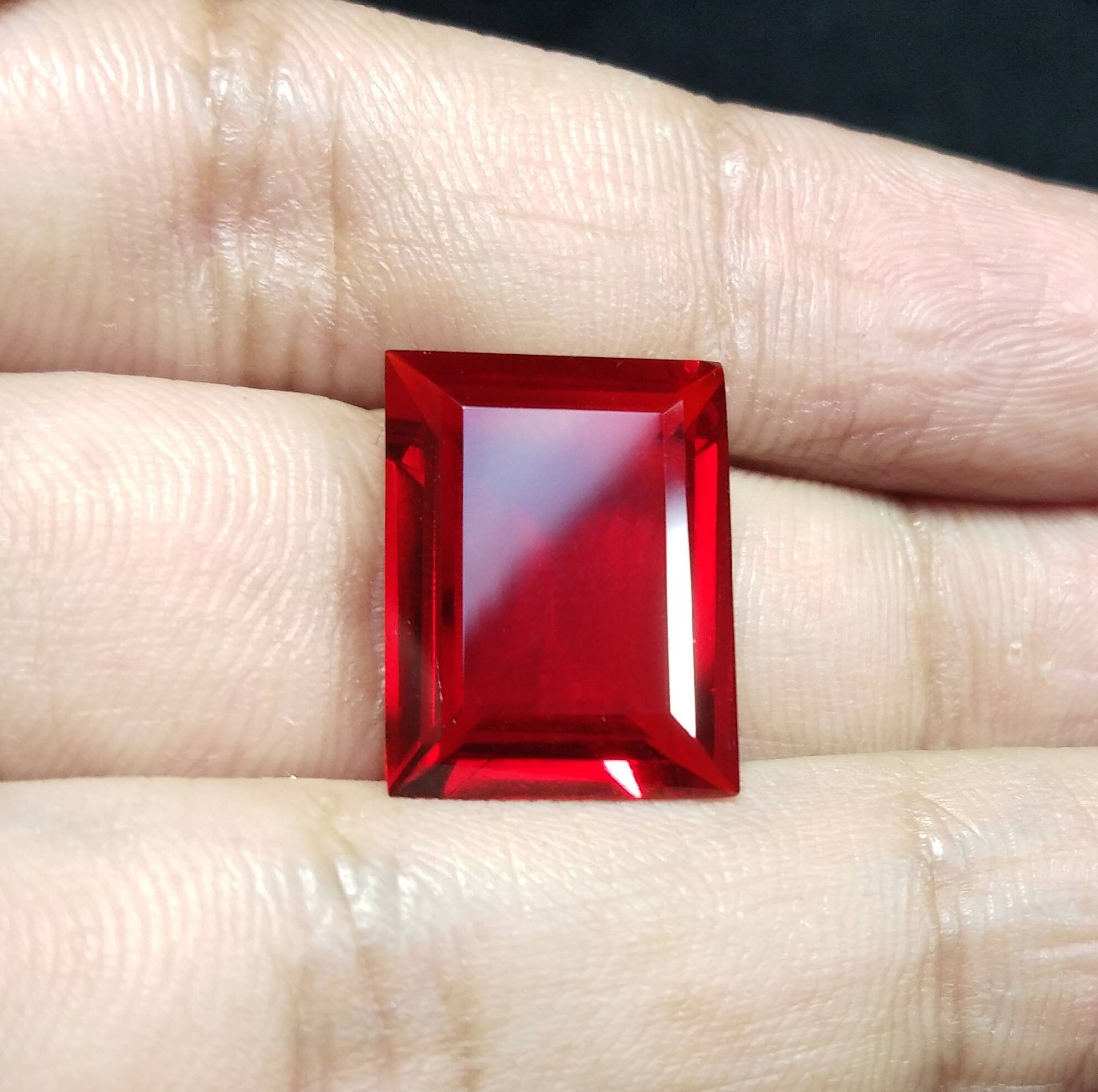 High Quality Lab Created Ruby Loose Gemstone 12X16 MM Baguette | Etsy