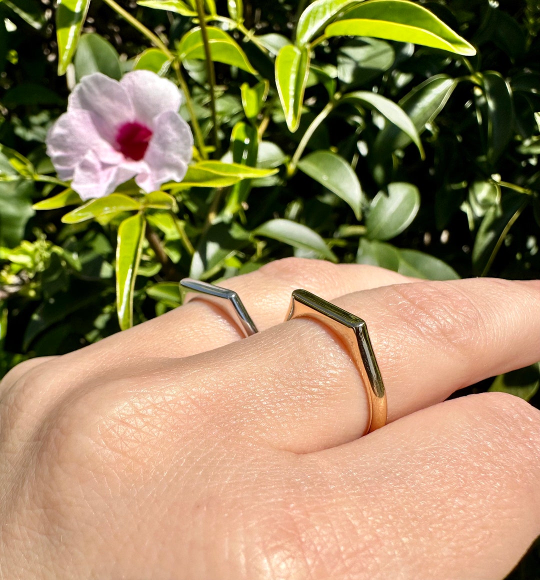 Simple Signet Ring, Dainty Minimal Sterling Silver or Gold Vermeil ...