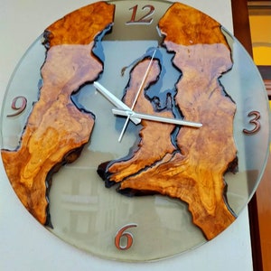 Unique Handmade Wooden and Epoxy Resin Wall Clocks, Nature-inspired ...