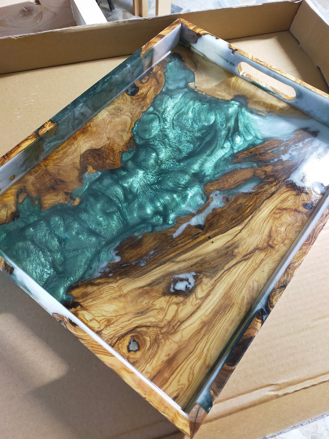 Ottoman Epoxy Resin Tray Handmade Decorative Wood Tray, Unique ...